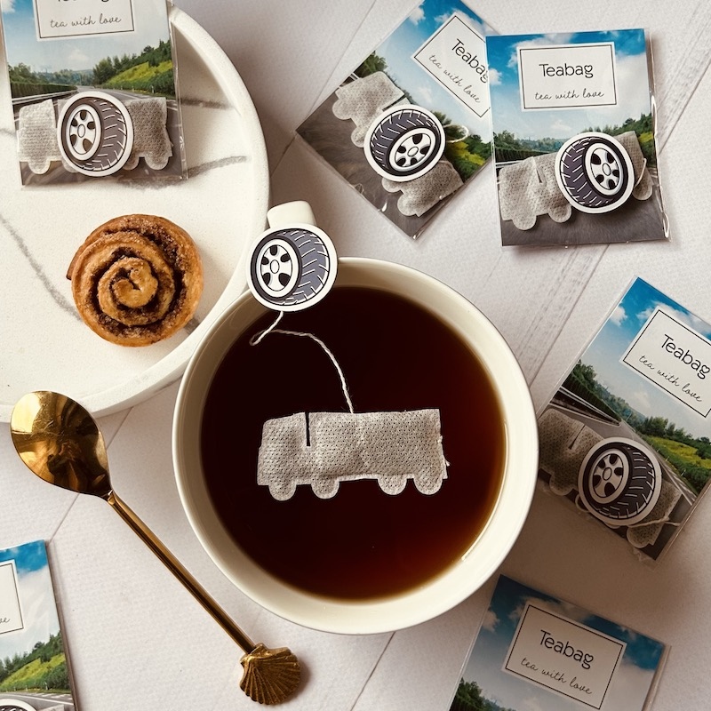 Truck shaped tea bag.